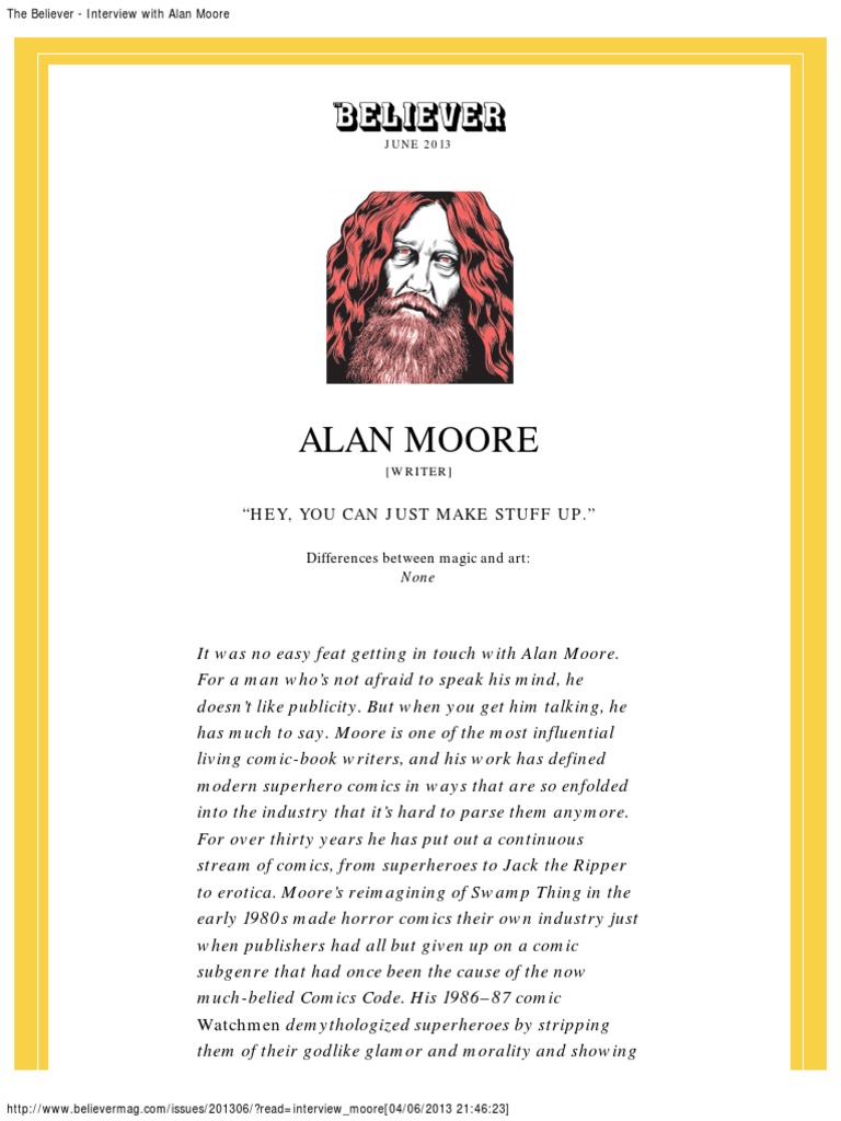 The Believer - Interview With Alan Moore | PDF