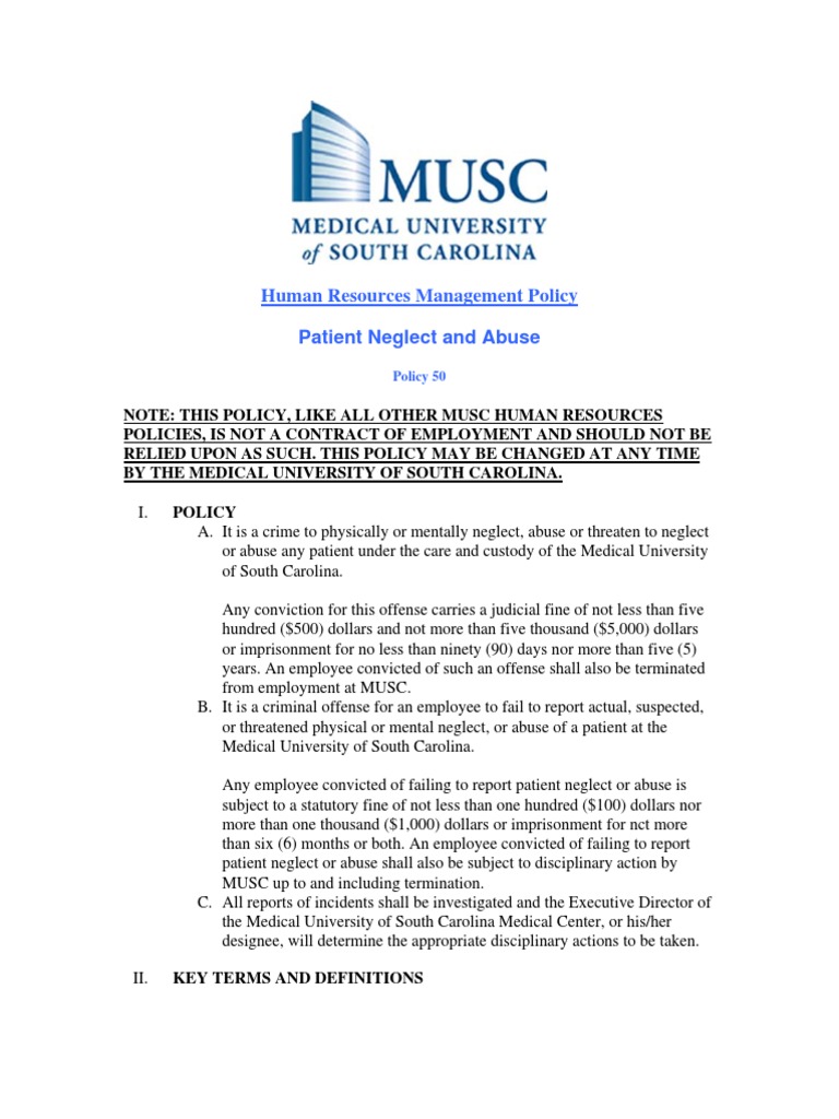 Patient Neglect and Abuse Policy | PDF | Patient | Crime & Violence