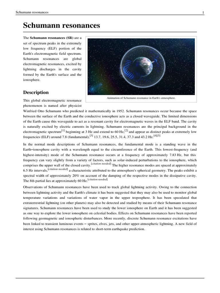 Schumann Resonances: Overview and Effects | PDF | Waves | Physics