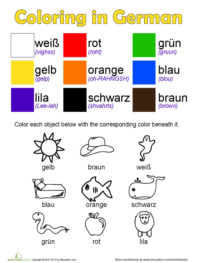 German Colors Worksheet PDF | PDF