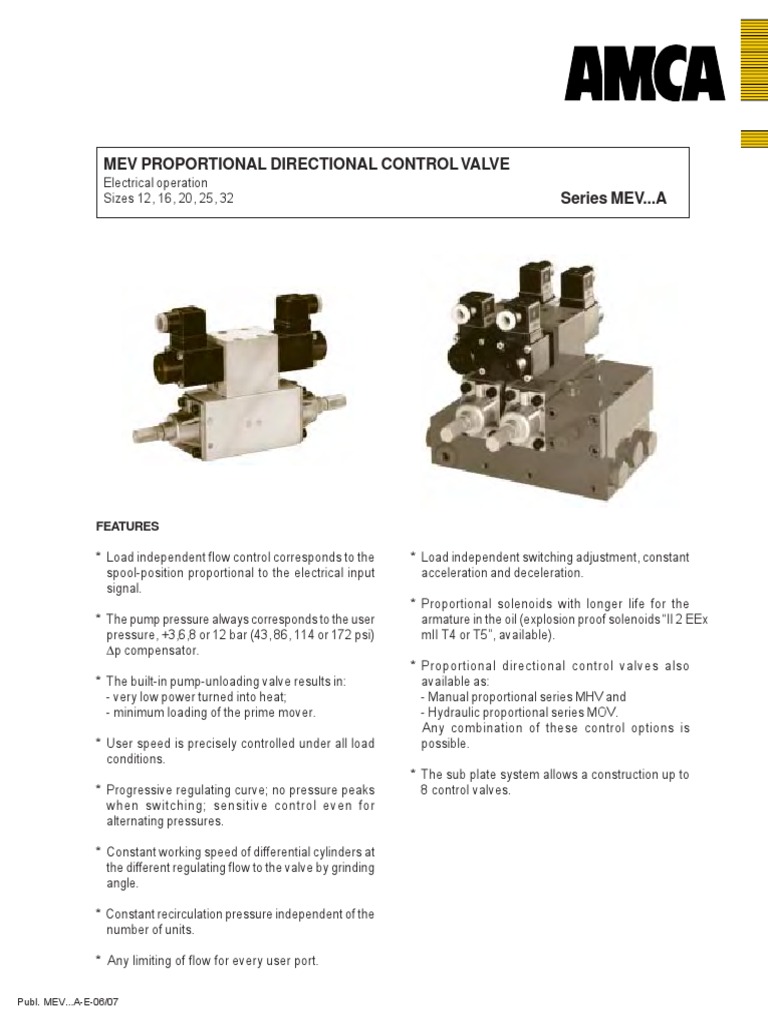 Amca Mev A e 06 07 PDF | PDF | Valve | Pump