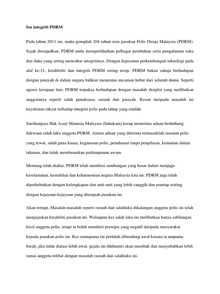 Isu Integriti PDRM | PDF