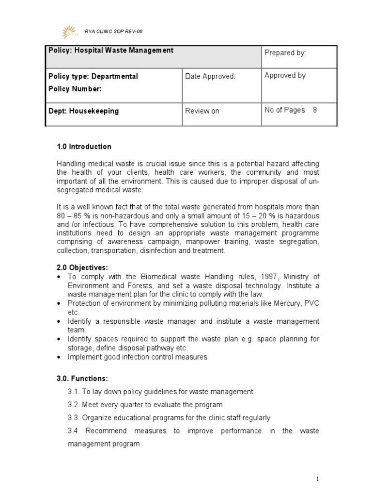 Hospital Waste Management | PDF | Waste Management | Waste