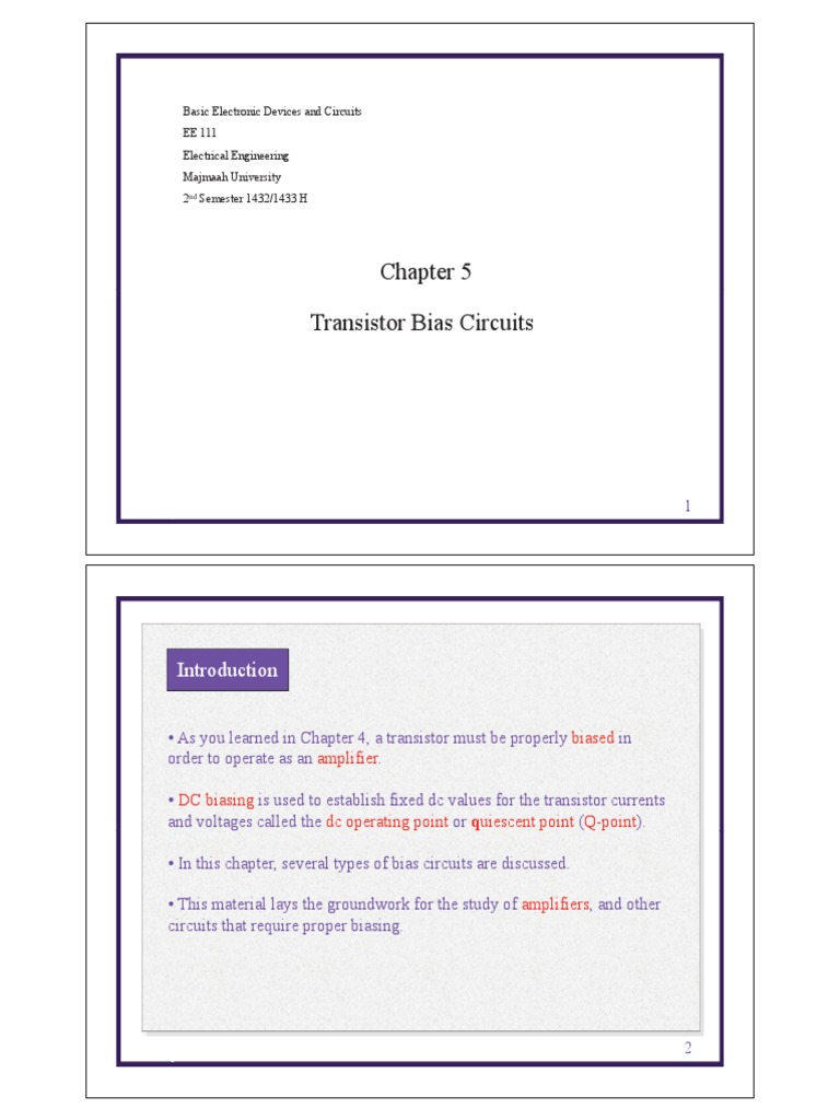 Ch05 Transistor Bias Circuits (37 PP) | PDF | Electrical Circuits | Electric Power