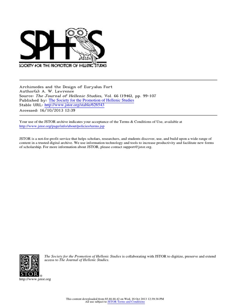 Journal of Hellenic Studies - 'Archimedes and The Design of Euryalus ...