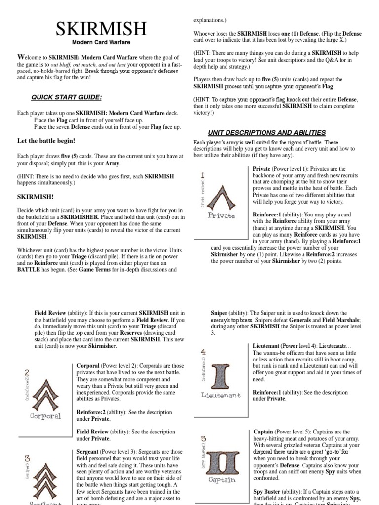 SKIRMISH Rules PDF | PDF | Espionage | Sniper