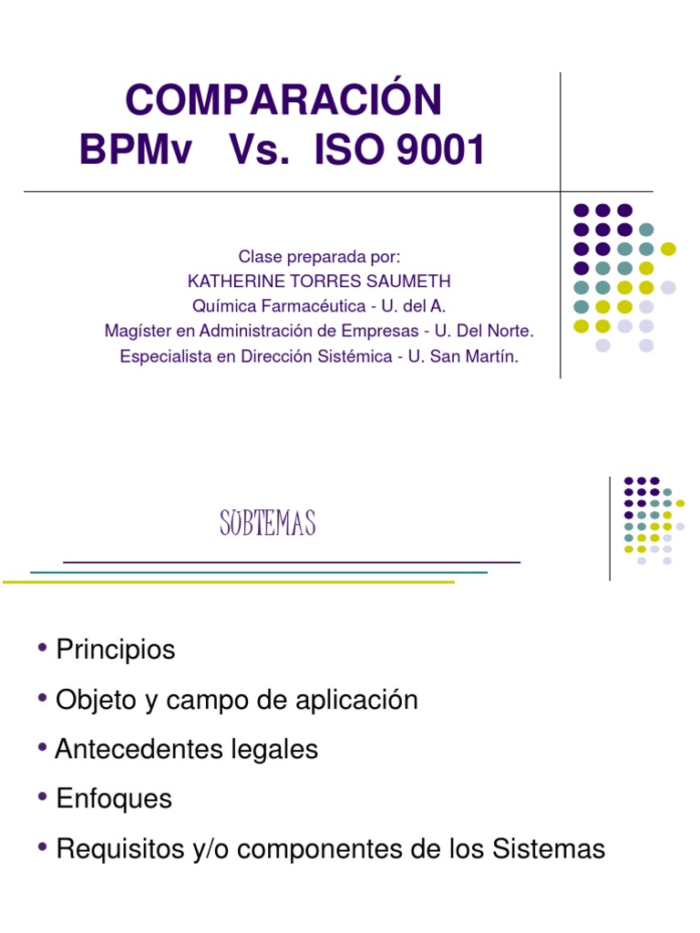 Comparaci+ N BPM vs. Iso 9001 | Descargar gratis PDF | Industria ...