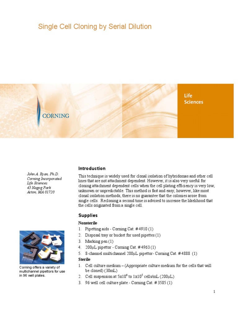 Single Cell Cloning Protocol | PDF | Cloning | Laboratories