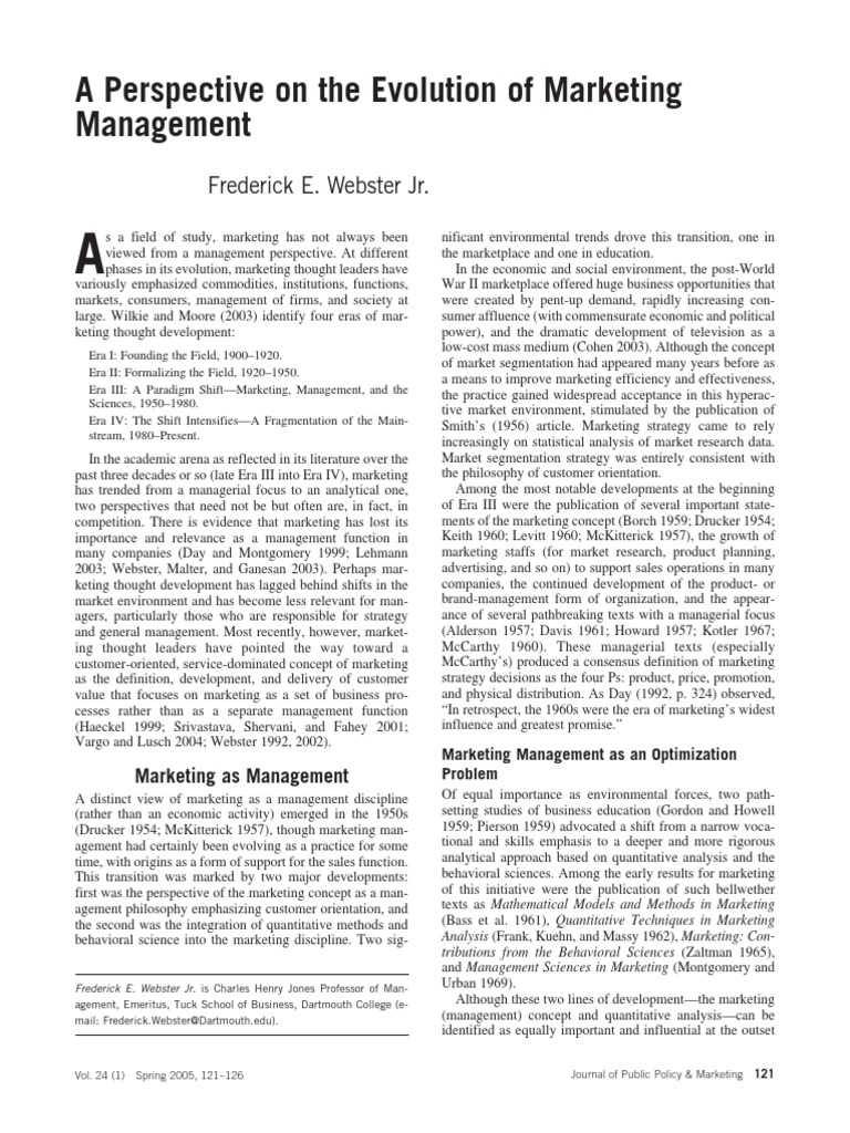 A Perspective On The Evolution of Marketing PDF | PDF | Strategic ...