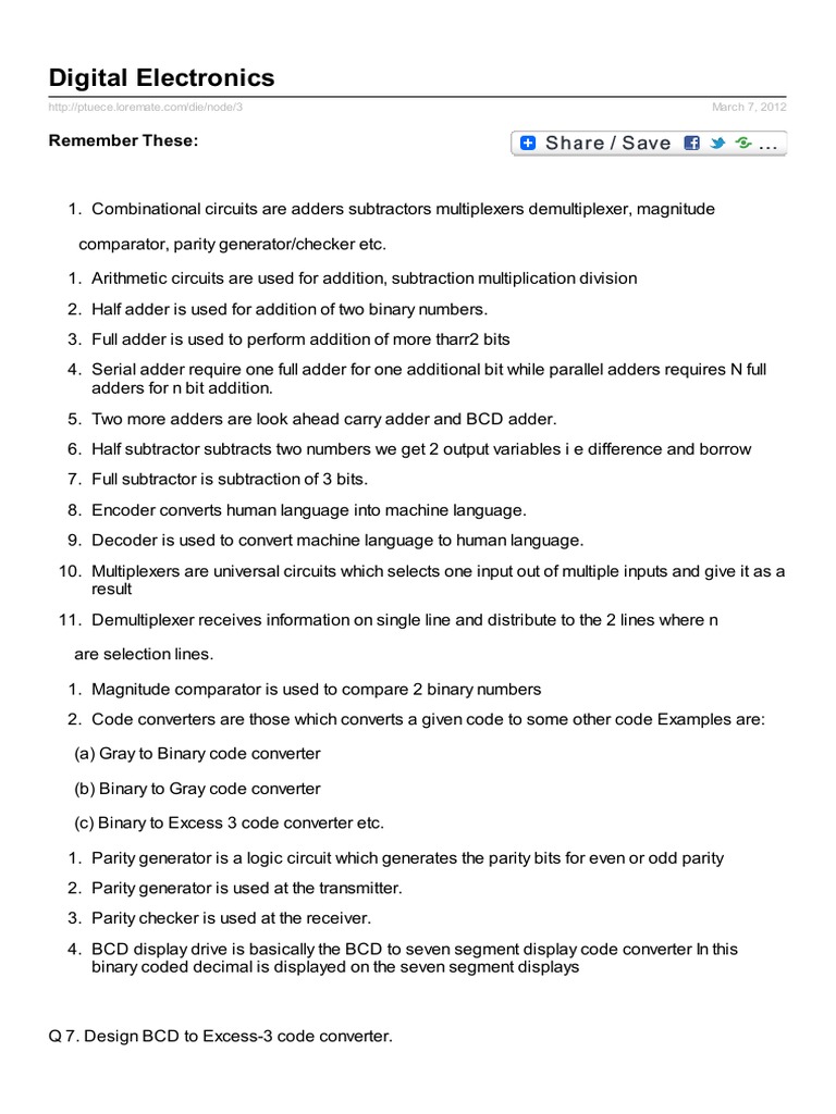 Code Converters and Parity in Digital Electronics | PDF