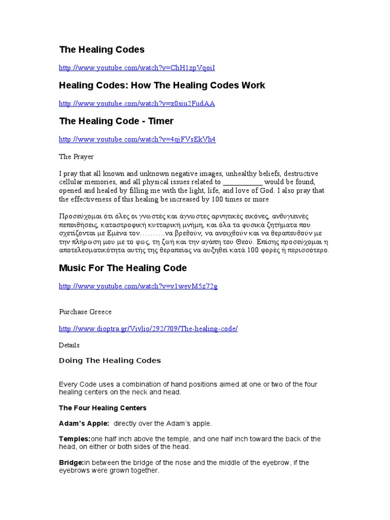 The Healing Code | PDF | Finger
