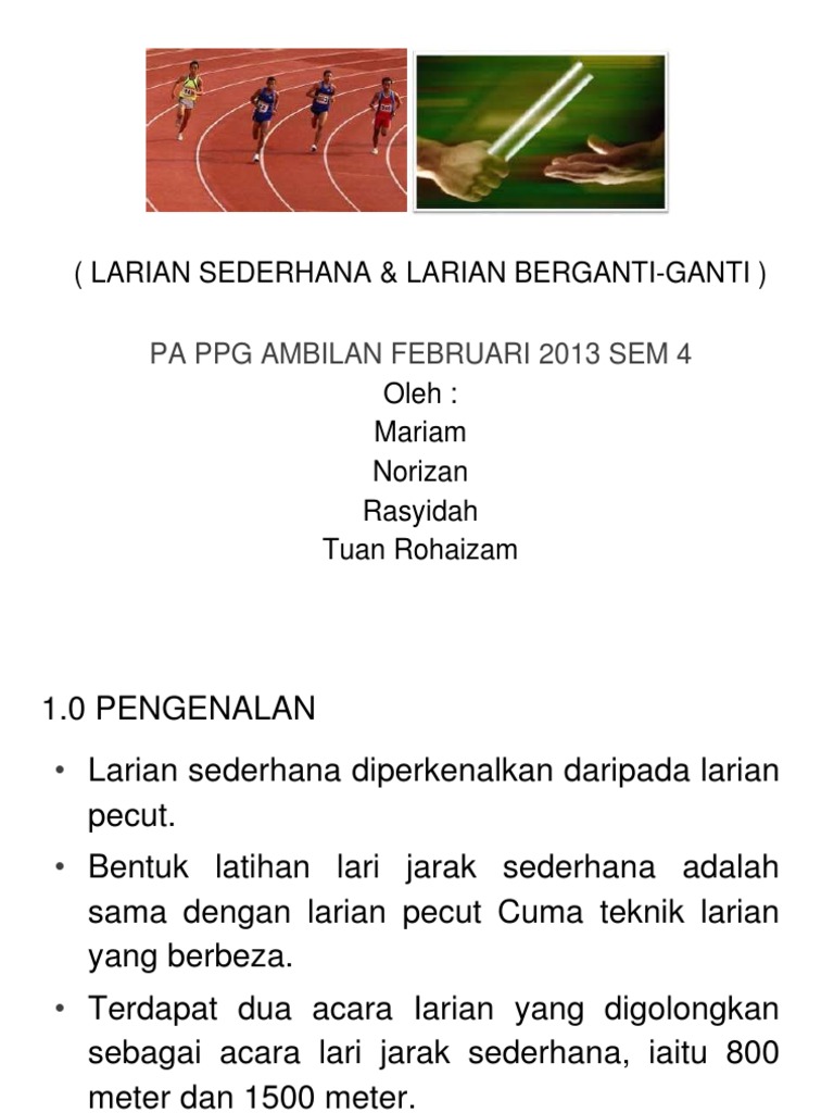 Acara Lari Jarak Sederhana & Lari Berganti-Ganti | PDF