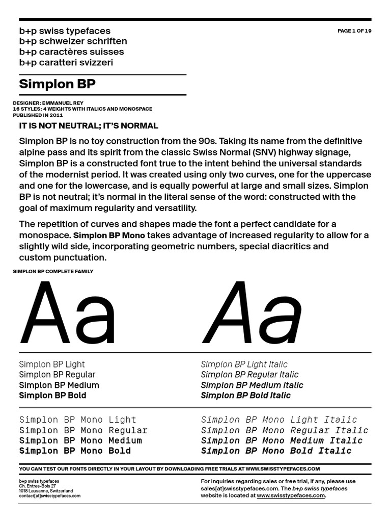 Simplon BP Mono | PDF