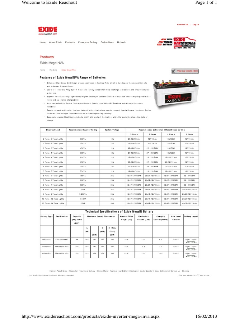 Exide Inverter Mega Inva PDF | PDF | Vacuum Tube | Battery (Electricity)
