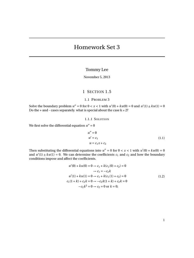 PDE Homework Solutions | Download Free PDF | Partial Differential ...
