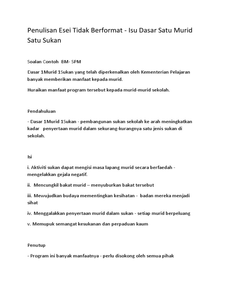 Penulisan Esei Tidak Berformat | PDF | Kesehatan Holistik