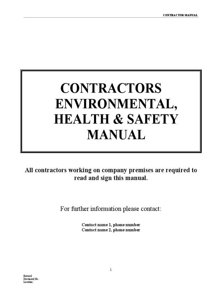 Contractors Manual Template - Blank | PDF | Occupational Safety And ...