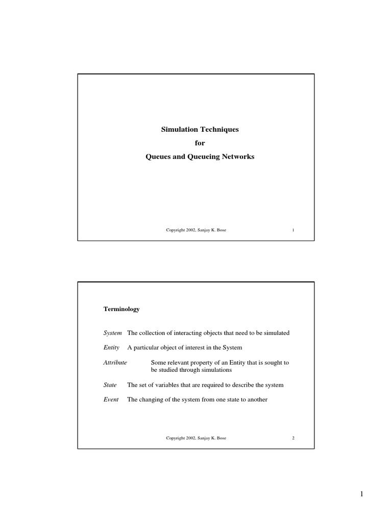 Simulation Techniques For Queues and Queueing Networks: Terminology | PDF | Simulation ...