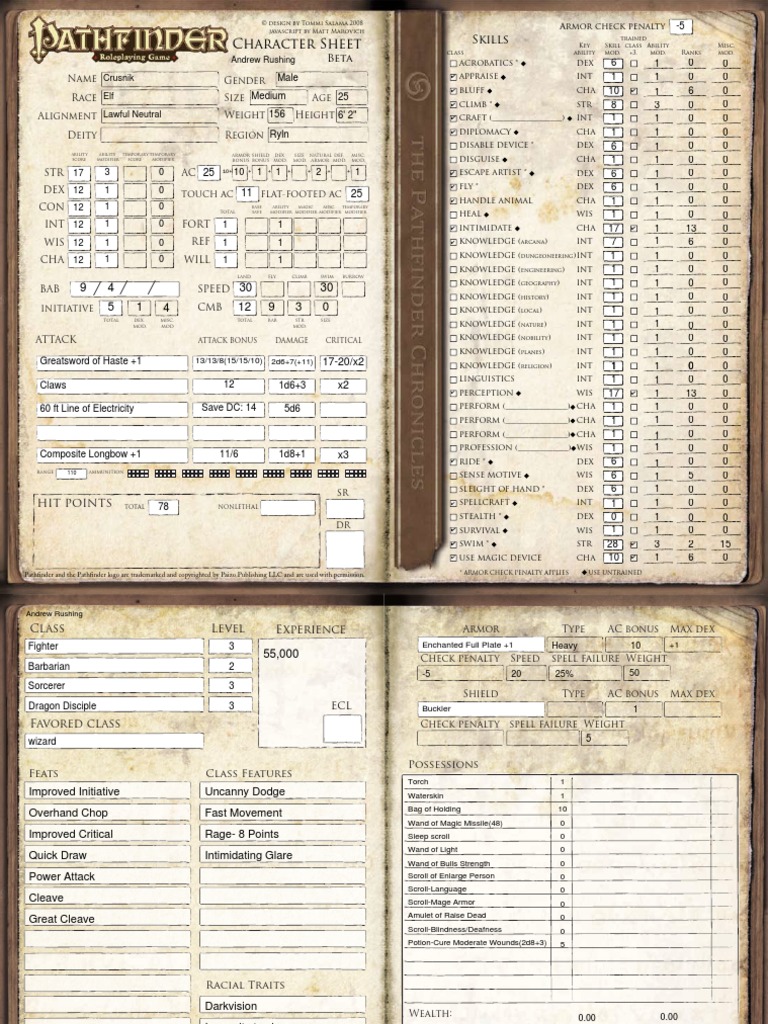 Character Sheet: Male Medium 25 0 0 1 0 0 | PDF | Wizards Of The Coast ...
