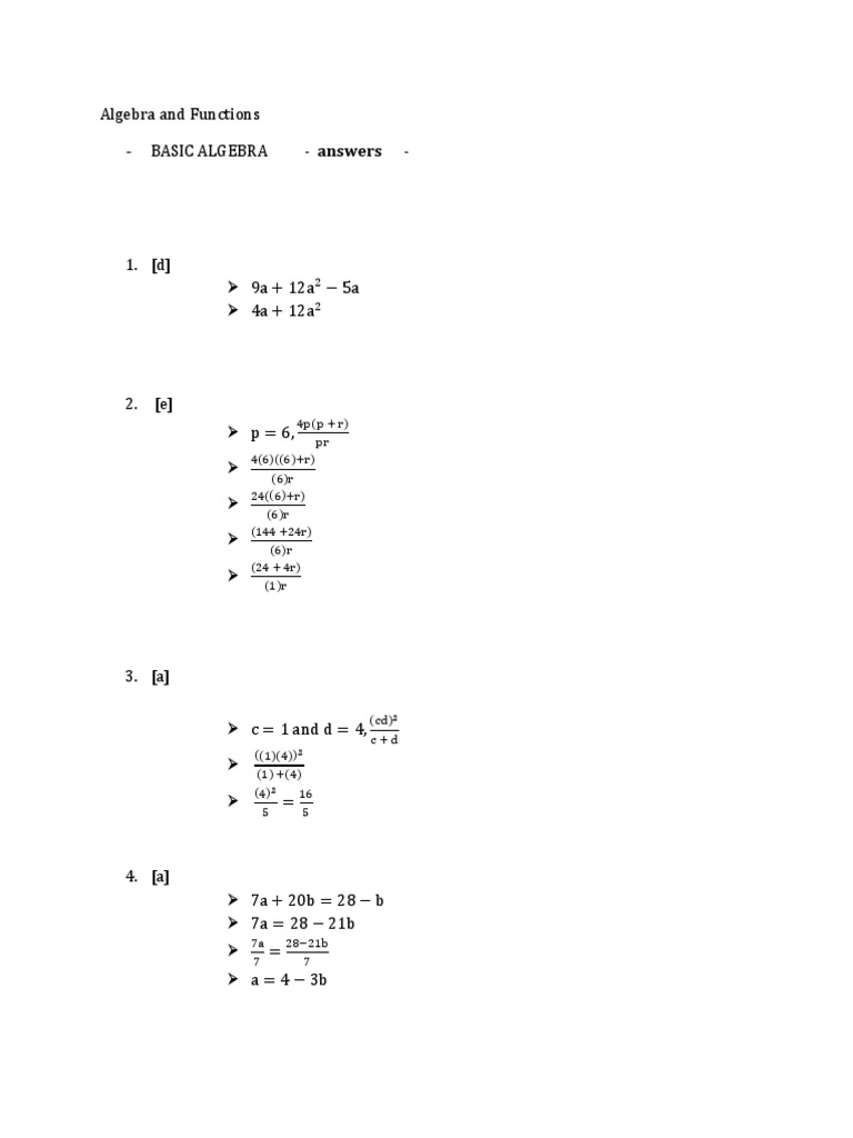 Basic Algebra and Functions Guide | PDF | Teaching Methods & Materials