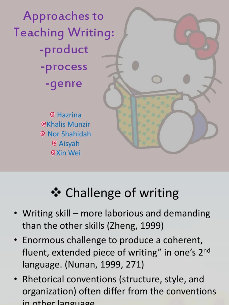 Approaches To Teaching Writing: - Product - Process - Genre: Hazrina ...
