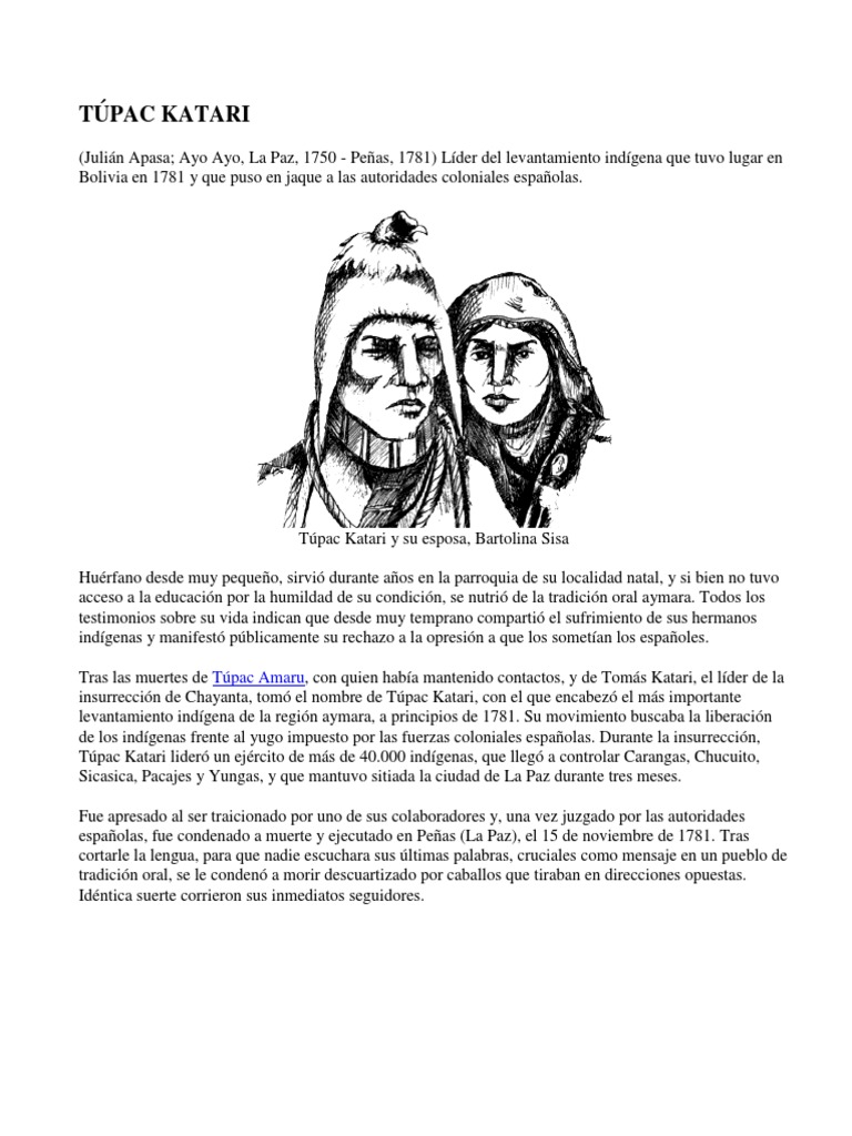 Túpac Katari | PDF | Comunidad andina | América del Sur