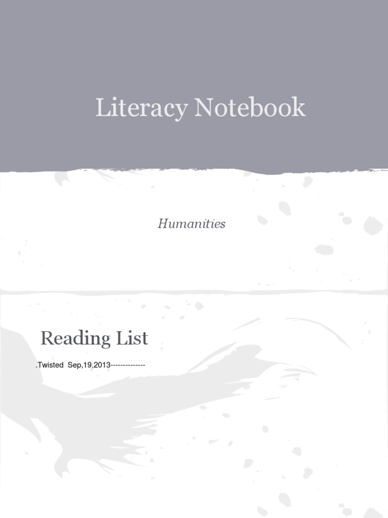 Literacy Notebook | PDF | Reading (Process) | Literacy