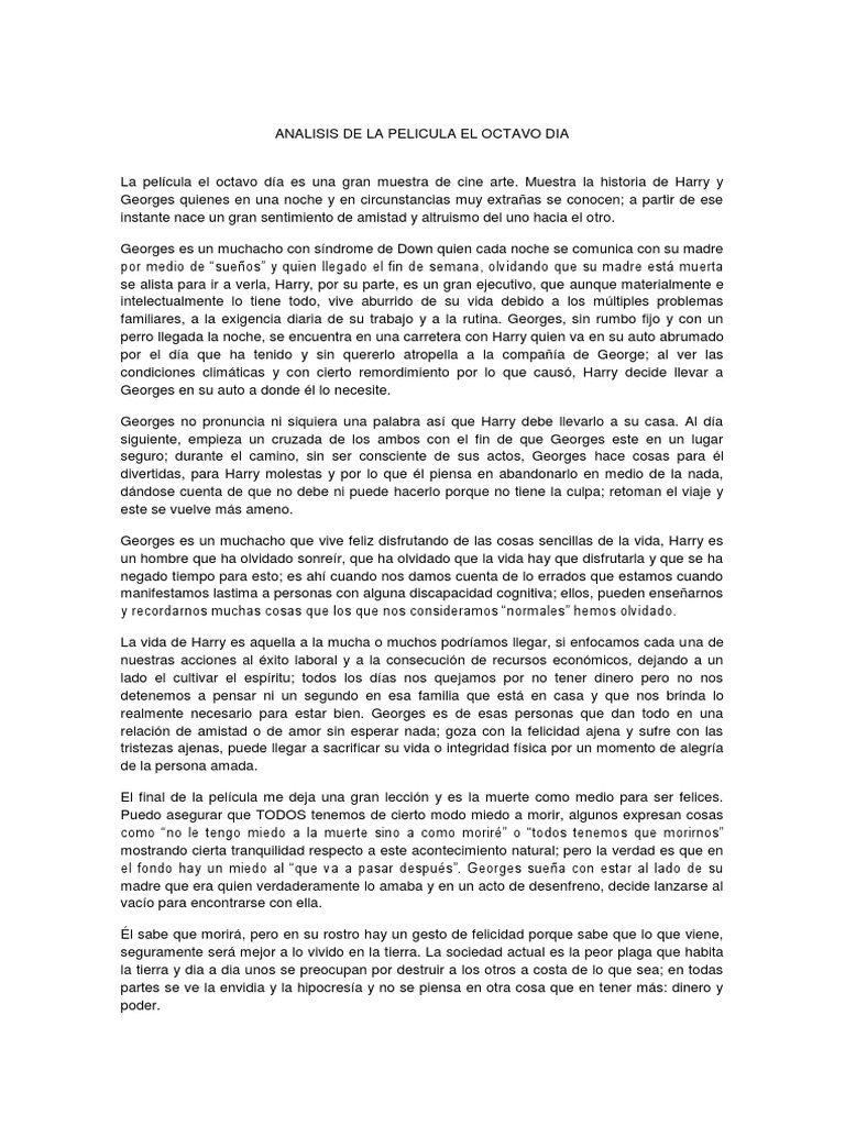 Analisis de La Pelicula El Octavo Dia | Felicidad y autoayuda | Amor