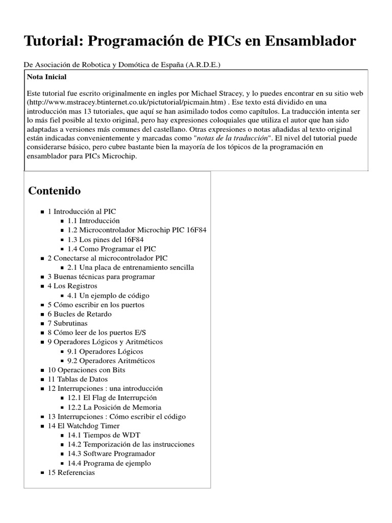 Programación de PICs en Ensamblador | PDF | Microcontrolador Pic | Poco