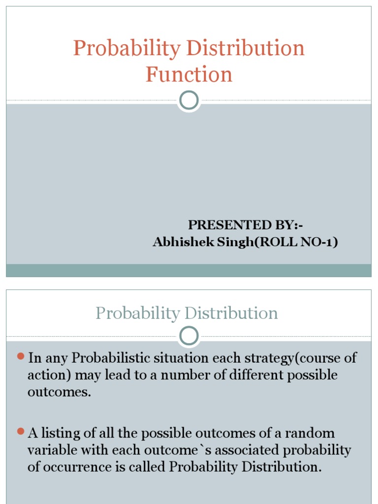 Probability Distribution Function | PDF | Probability Distribution | Random Variable