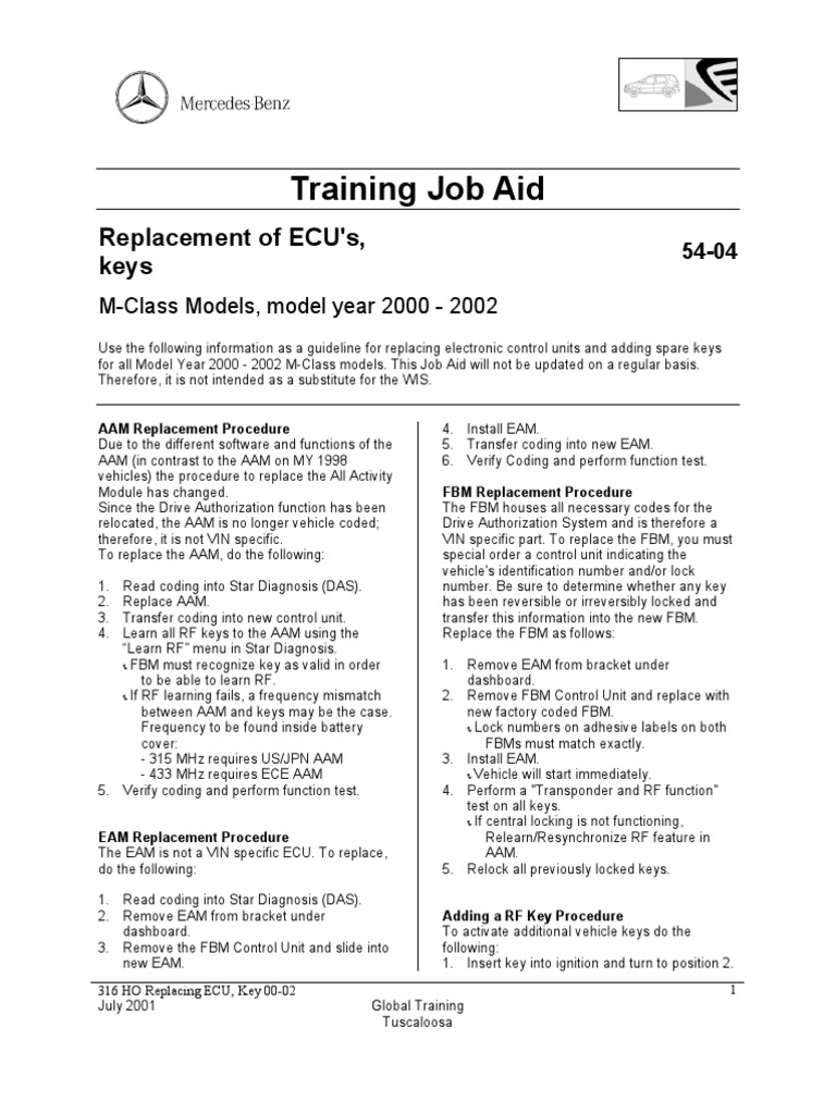 AAM Replacement for 2000-2002 M-Class | PDF | Automotive Technologies ...