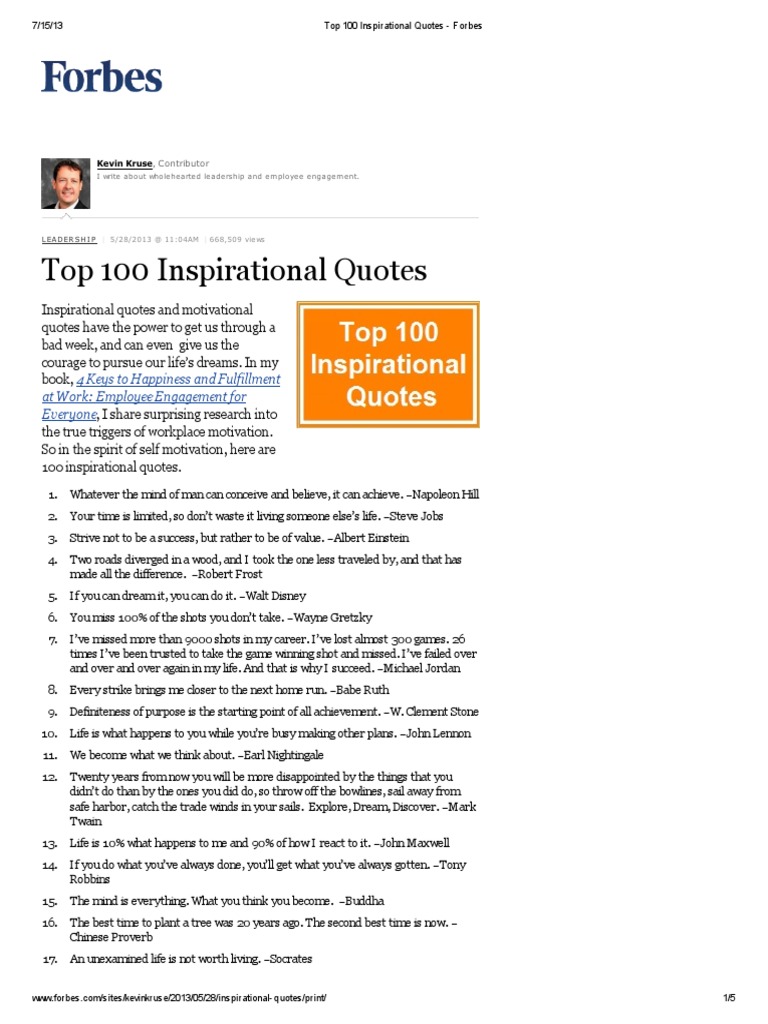 Top 100 Inspirational Quotes | PDF | Young Adult