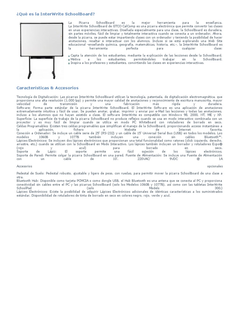Qué Es La InterWrite SchoolBoard WORD | PDF | Ingeniería Informática ...