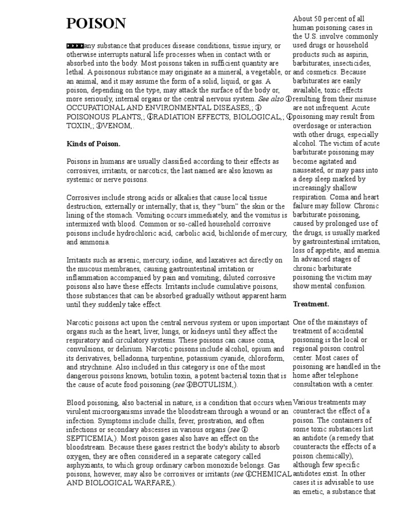 Poison 1 | PDF | Poison | Vomiting