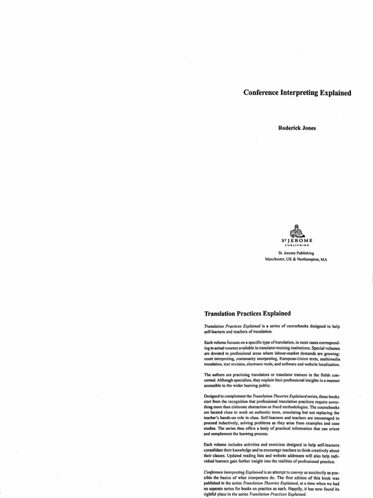 Conference Interpreting Explained PDF | PDF