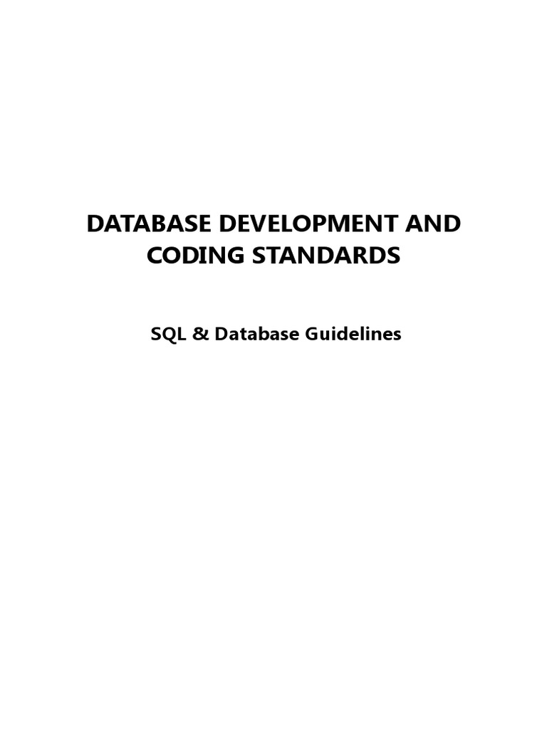 Database Development And Coding Standards Pdf Database Index Microsoft Sql Server