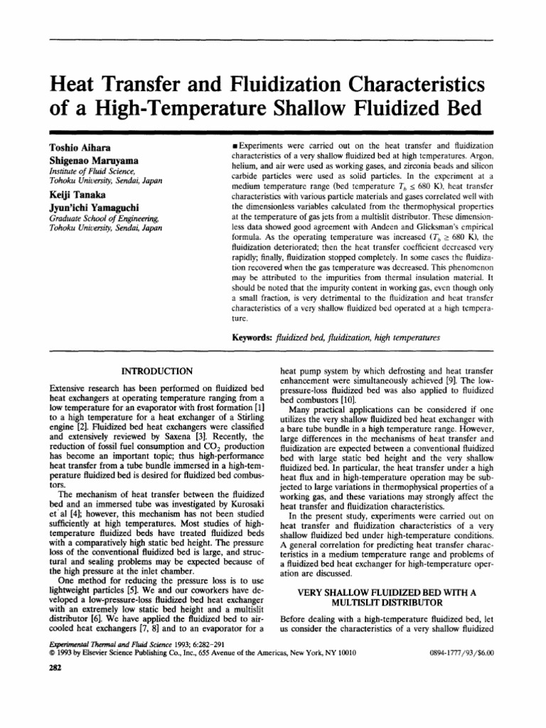 Heat Transfer and Fluidization Characteristics of A High-Temperature ...