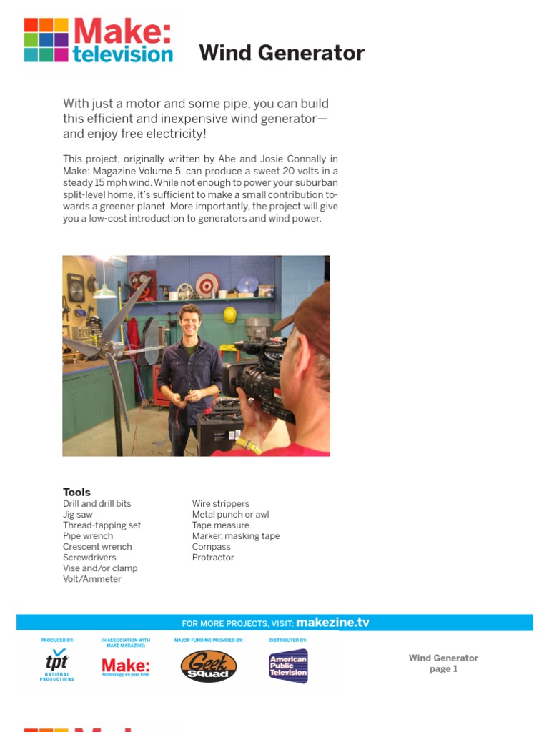 Make A Wind Generator | PDF | Screw | Pipe (Fluid Conveyance)