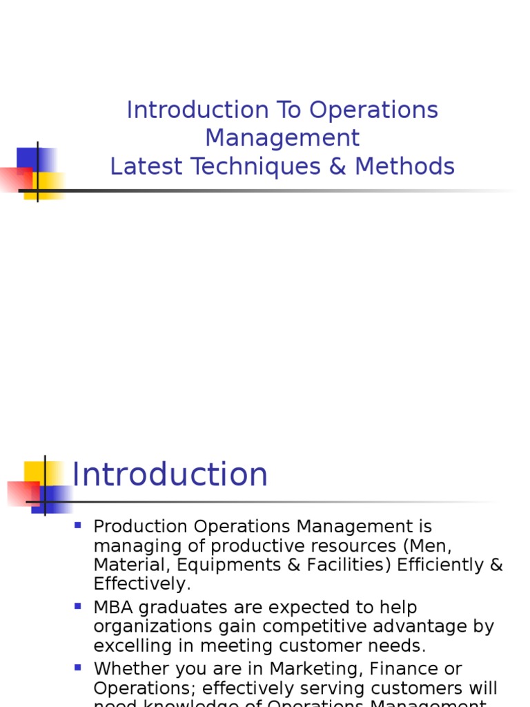 Introduction To Operations Management Latest Techniques & Methods | PDF ...