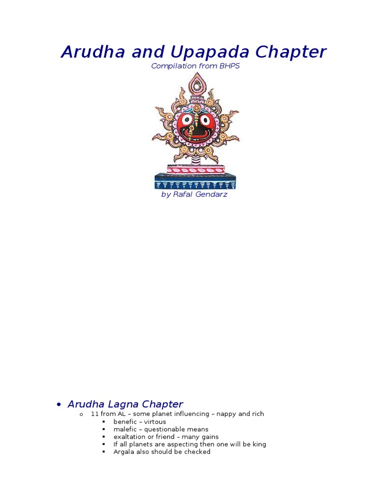 Arudha and Upapada Chapter | PDF | Planets In Astrology | Hindu Astrology