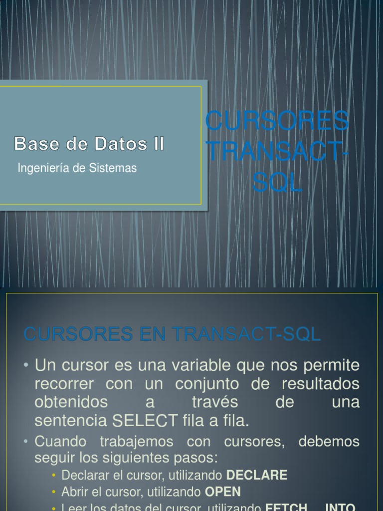 Cursores en Transact - SQL | PDF | Tabla (base de datos) | Bases de datos