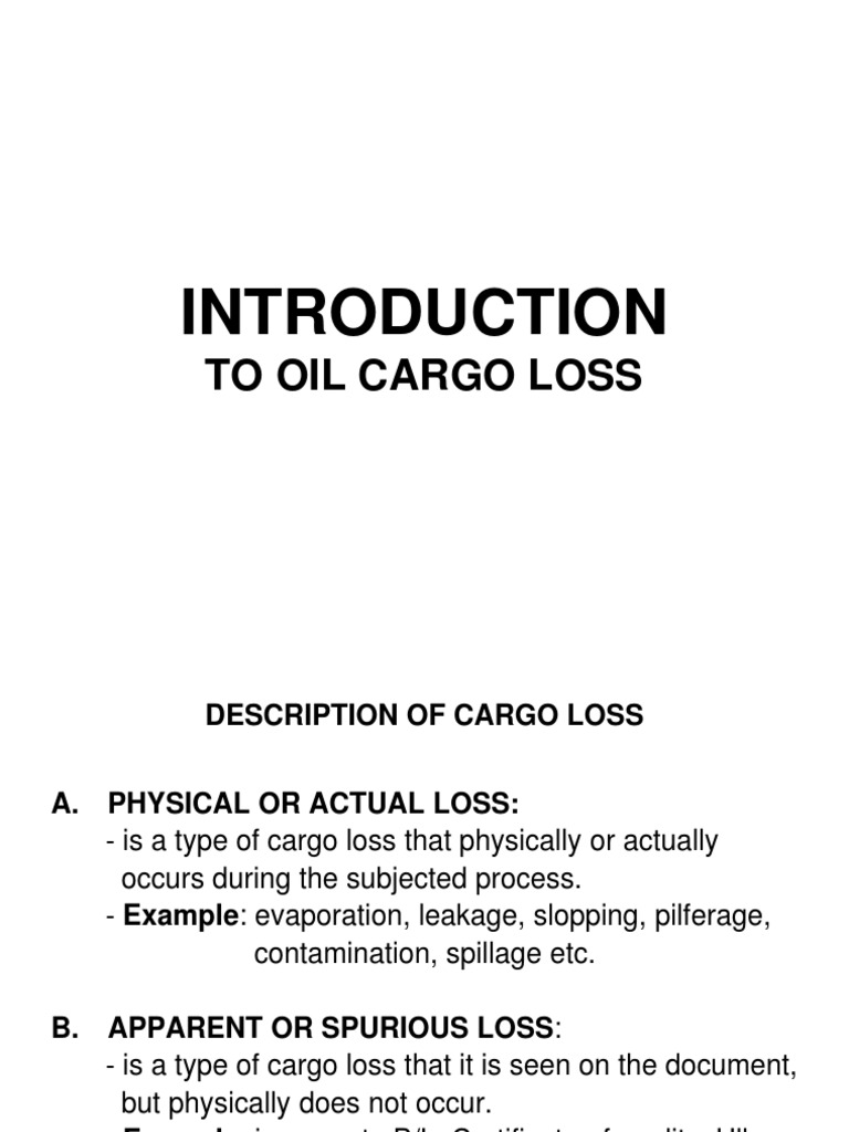Oil Cargo Loss: Types and Causes | PDF | Calibration | Chemistry