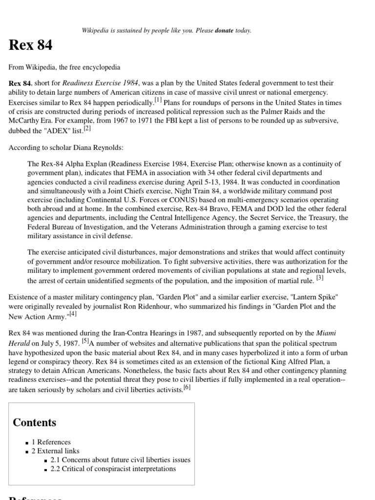 Rex 84 - Wikipedia, The Free Encyclopedia | Public Sphere | Government ...