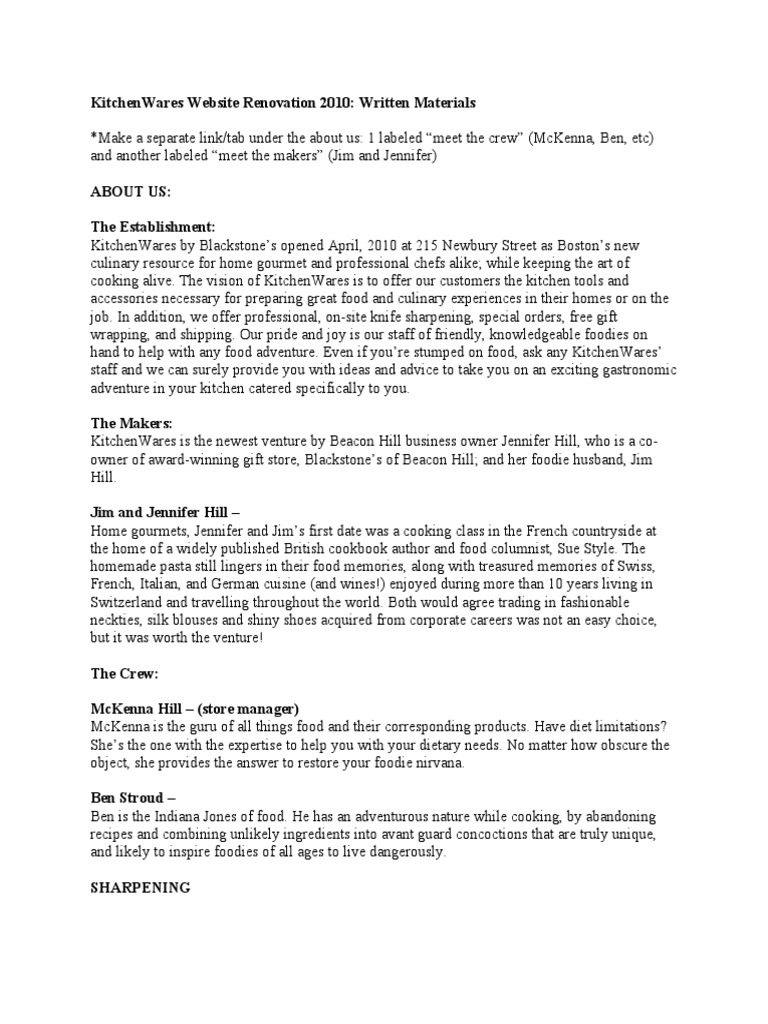 Kitchenwares Website Re-Design | PDF | Food And Drink Preparation | Cooking