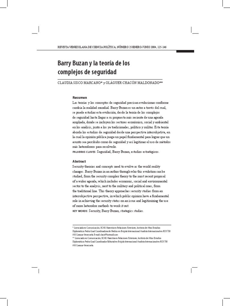 Barry Buzan y la teoría de los complejos de seguridad.pdf | PDF ...