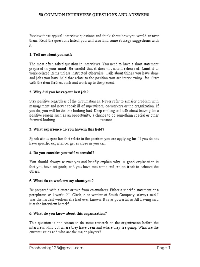 Common Interview Questions & Answers | PDF