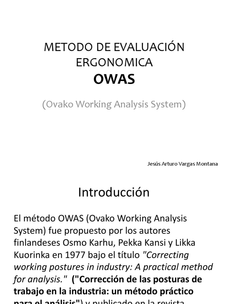 Metodo Owas | PDF | Riesgo | Cálculo