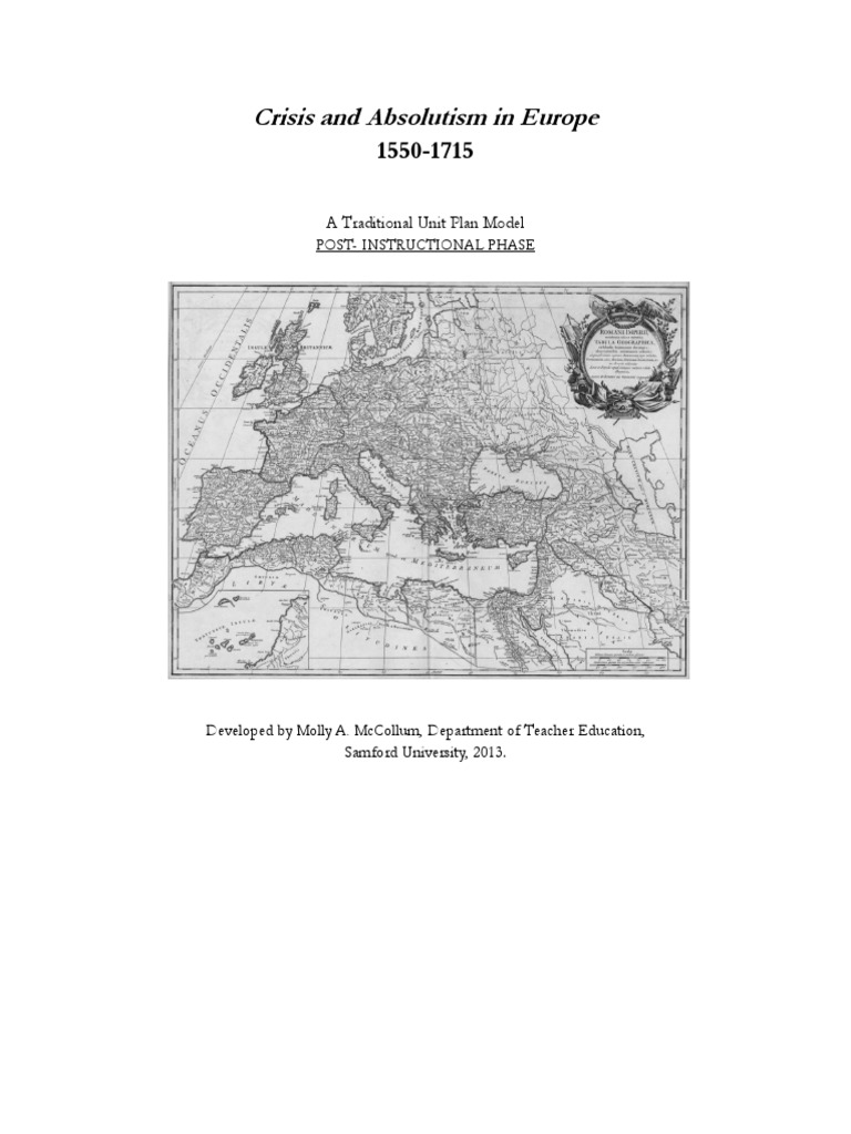 Crisis and Absolutism Unit Overview | PDF | Educational Assessment ...