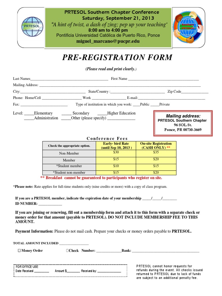 2013 - Southern Registration Form PDF | PDF | Career & Growth
