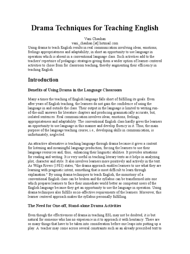 Using Drama Techniques to Enhance English Teaching | PDF | Language ...